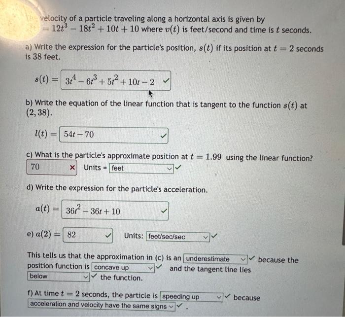 Solved velocity of a particle traveling along a horizontal | Chegg.com