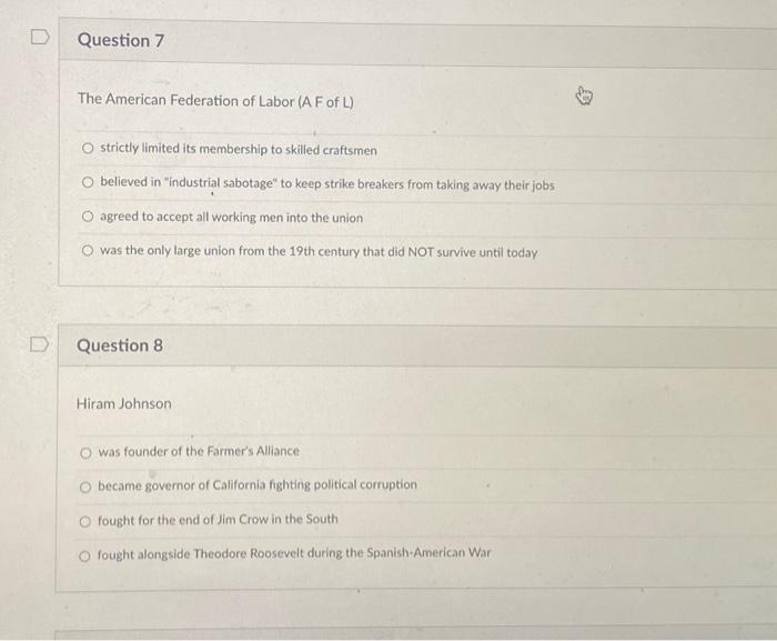 The American Federation of Labor ( AF of L ) strictly | Chegg.com