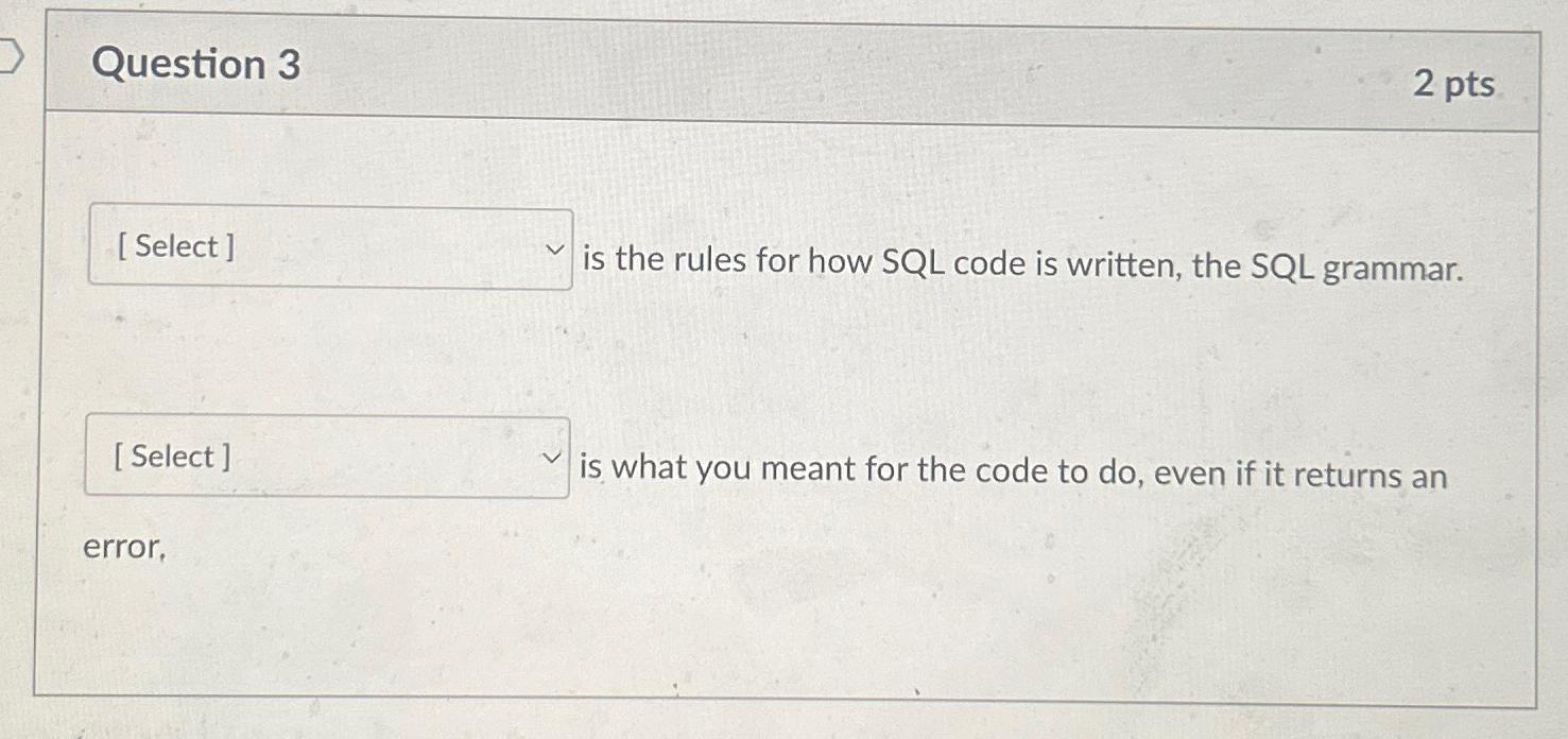 Solved Question 32 ﻿ptsis the rules for how SQL code is | Chegg.com
