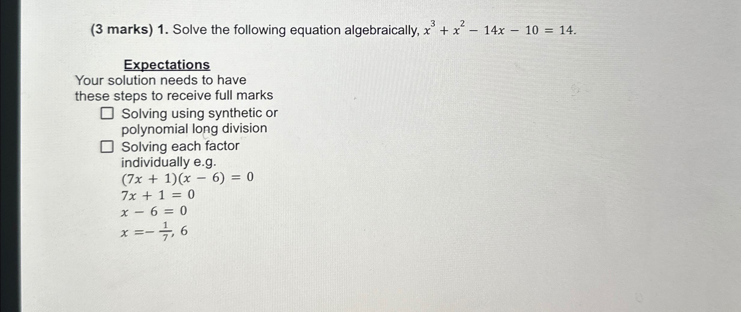 Solved (3 ﻿marks) 1. ﻿Solve the following equation | Chegg.com