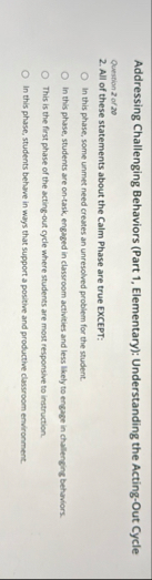 Solved Addressing Challenging Behaviors (Part 1, | Chegg.com