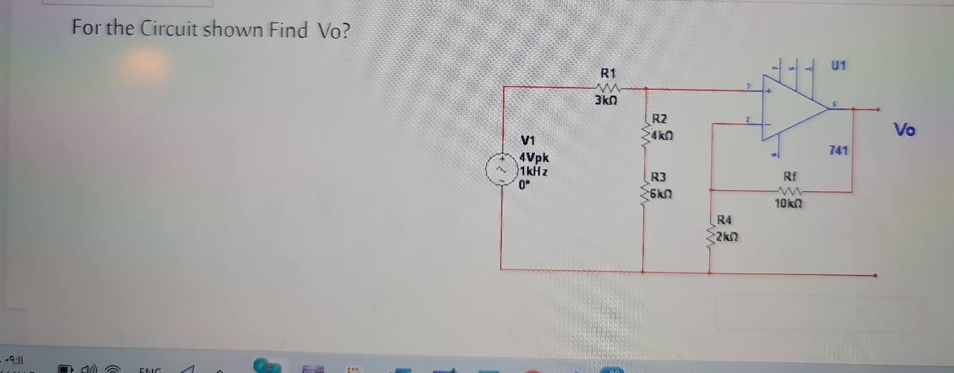 Solved For the Circuit shown Find Vo? | Chegg.com