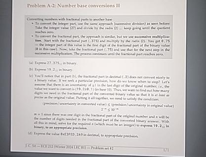 Solved Froblem A.2. ﻿Number base conversions II ruakes | Chegg.com