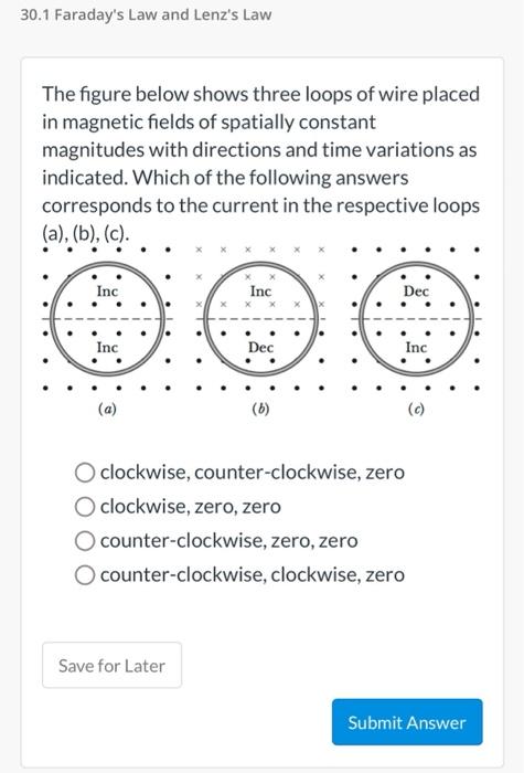 Solved 30.1 Faraday's Law and Lenz's Law The figure below | Chegg.com