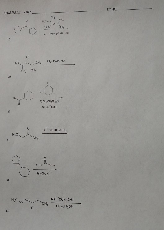 Solved group Hmwk Wk 13T Name che Hof 1) UNCH 2) CH, | Chegg.com