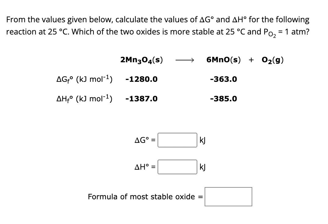Solved From the values given below, calculate the values of | Chegg.com