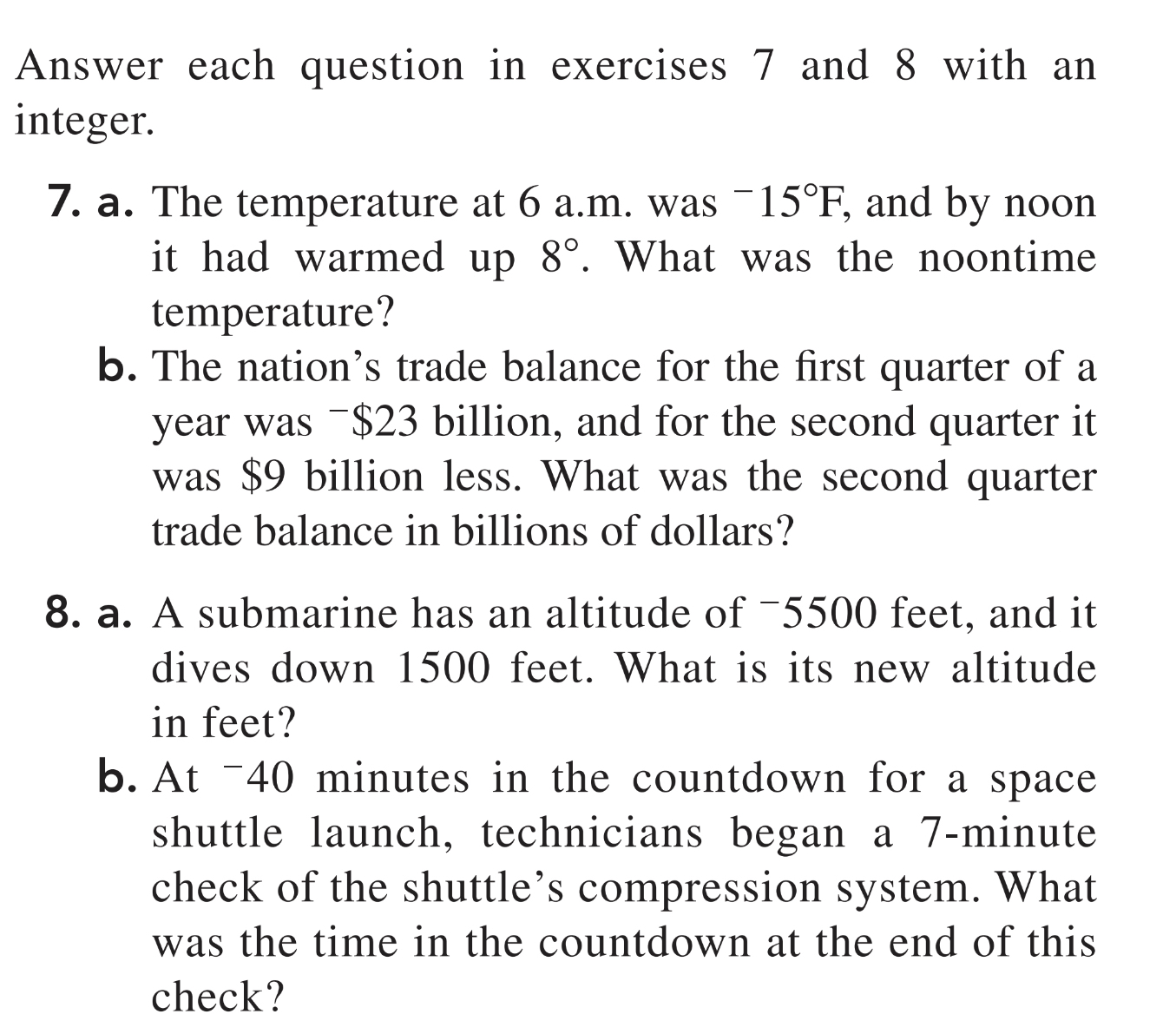 Solved Answer each question in exercise 8 ﻿with an | Chegg.com