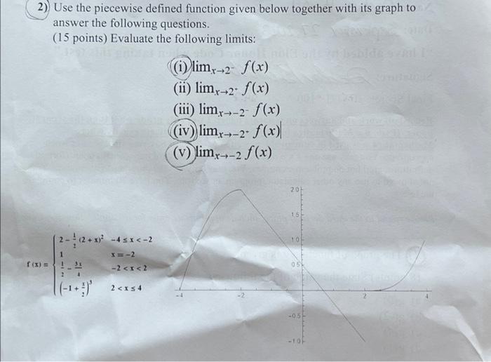 Solved 2) Use the piecewise defined function given below | Chegg.com