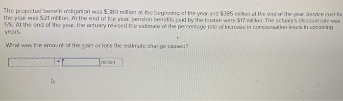 Solved The projected benefit obligation was $380 million at | Chegg.com