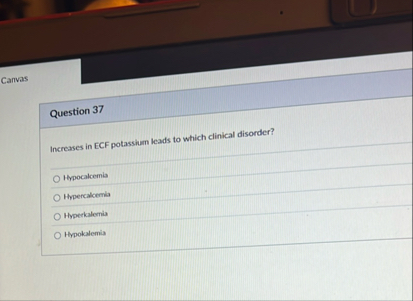 CarvasQuestion 37Increases in ECF potassium leads to | Chegg.com