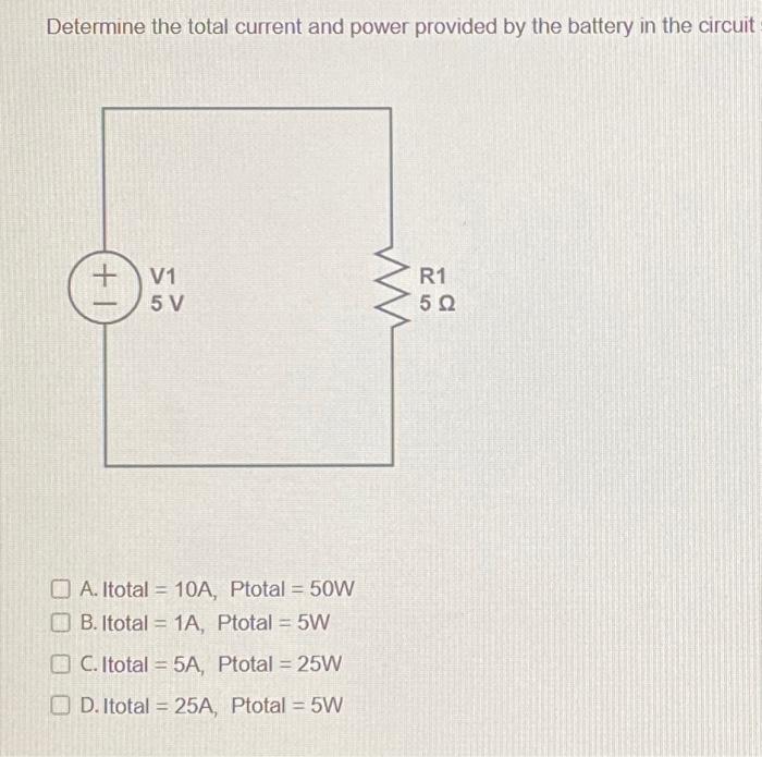 Solved Determine the total current and power provided by the | Chegg.com