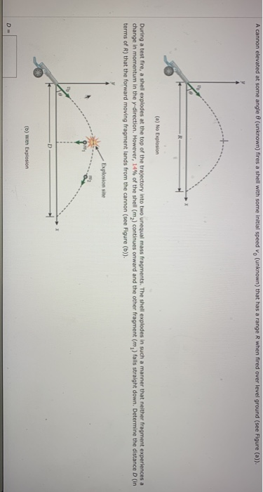 Solved A cannon elevated at some angle (unknown) fires a | Chegg.com