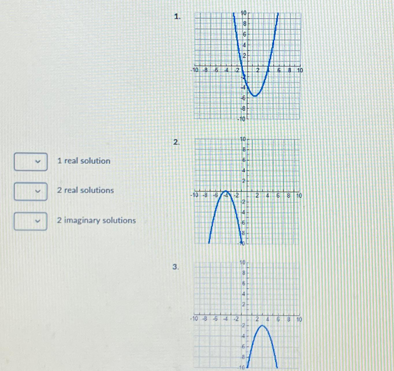 Solved 1 ﻿real solution2 ﻿real solutions2 ﻿imaginary | Chegg.com