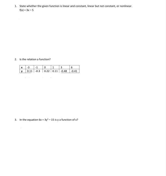 Solved 1. State whether the given function is linear and | Chegg.com