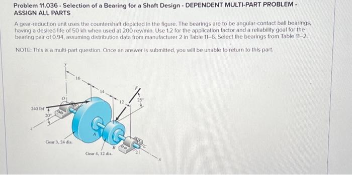 Solved Problem 11.036 - Selection of a Bearing for a Shaft | Chegg.com
