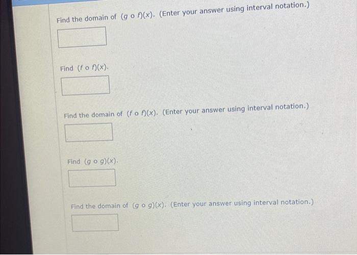 Solved Consider the following functions. f(x)=4x+6,g(x)=2x−1 | Chegg.com