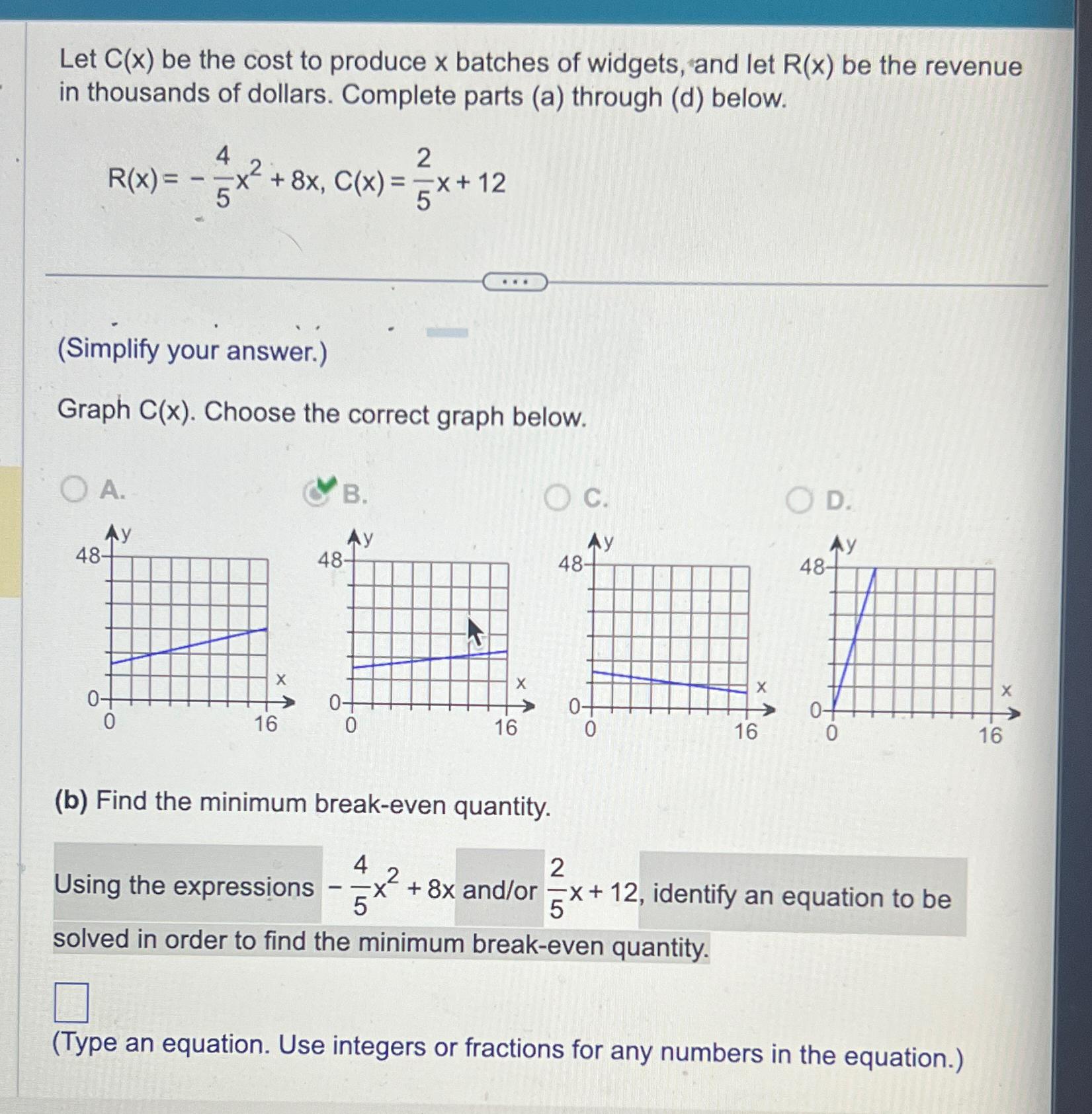 Solved Let C(x) ﻿be the cost to produce x ﻿batches of | Chegg.com