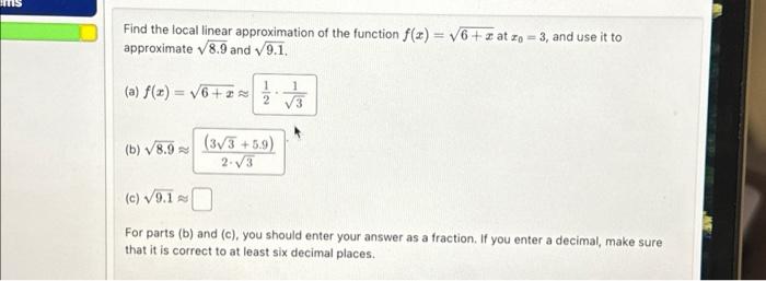 Solved Find the local linear approximation of the function | Chegg.com