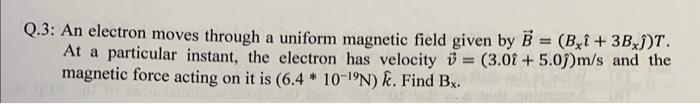 Solved An electron moves through a uniform magnetic field | Chegg.com
