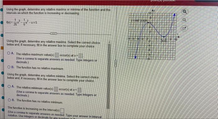 Solved Using the graph, determine any relative maxima or | Chegg.com