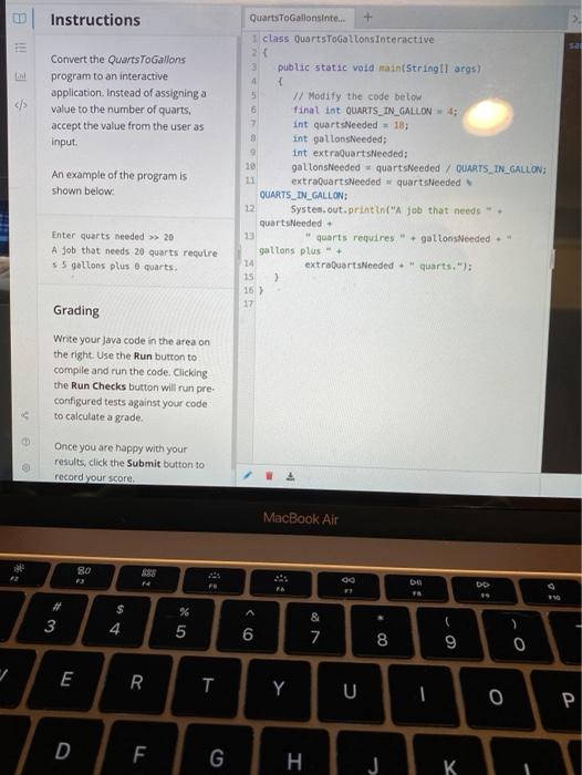 Solved Instructions QuartsToGallonsinte... + 1 class | Chegg.com