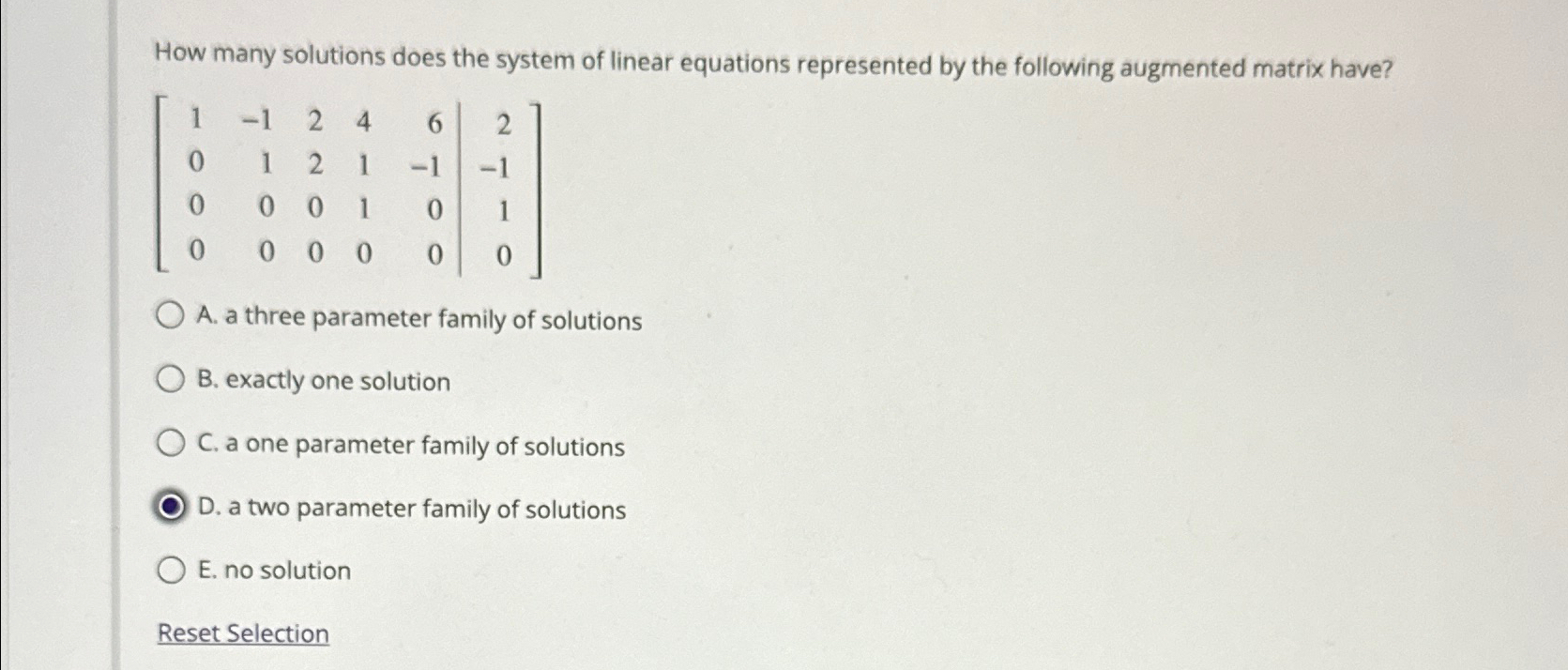 Solved How many solutions does the system of linear | Chegg.com