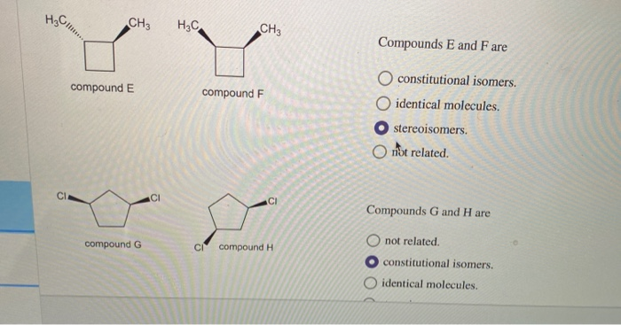 Solved HC... CH3 H3C CH3 Compounds E and Fare compound E | Chegg.com
