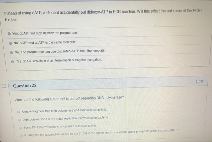 Solved Instead of using dATP, a student accidentally put | Chegg.com