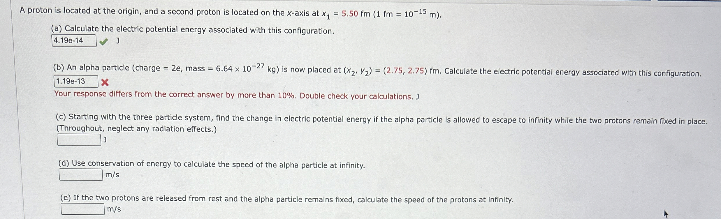 Solved A proton is located at the origin, and a second | Chegg.com