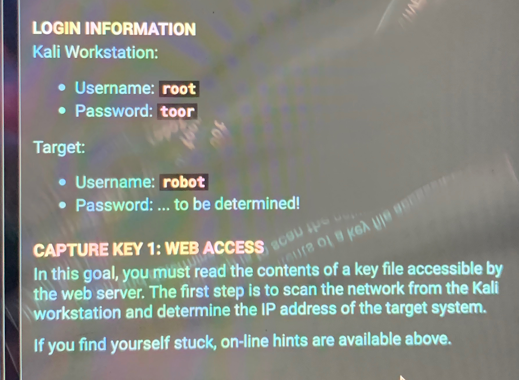 Solved LOGIN INFORMATIONKali Workstation:Username: | Chegg.com