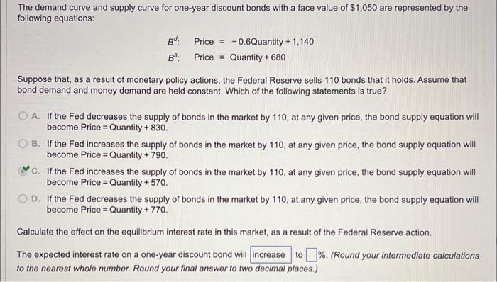Solved The demand curve and supply curve for one-year | Chegg.com