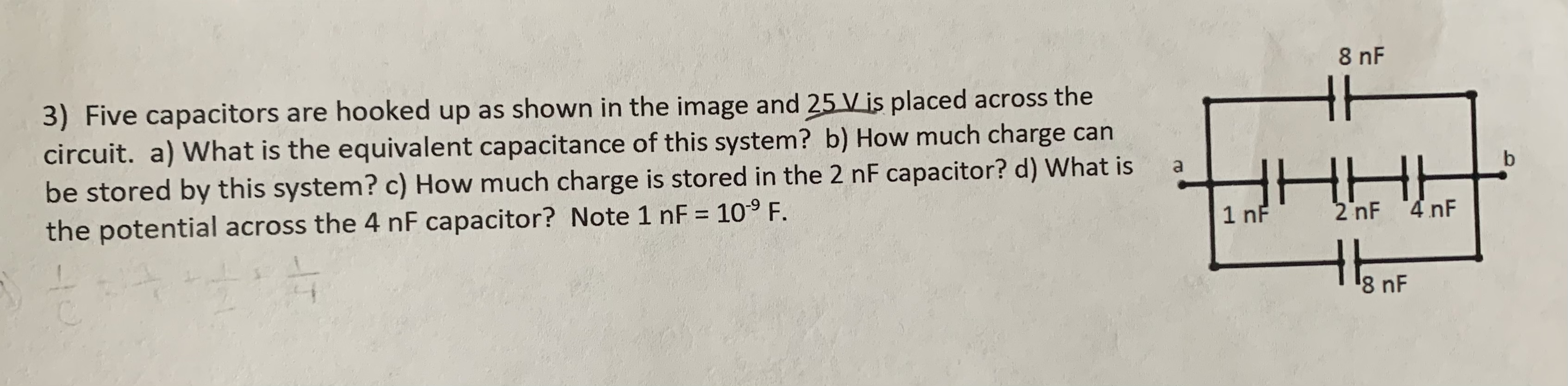 Solved Five capacitors are hooked up as shown in the image | Chegg.com