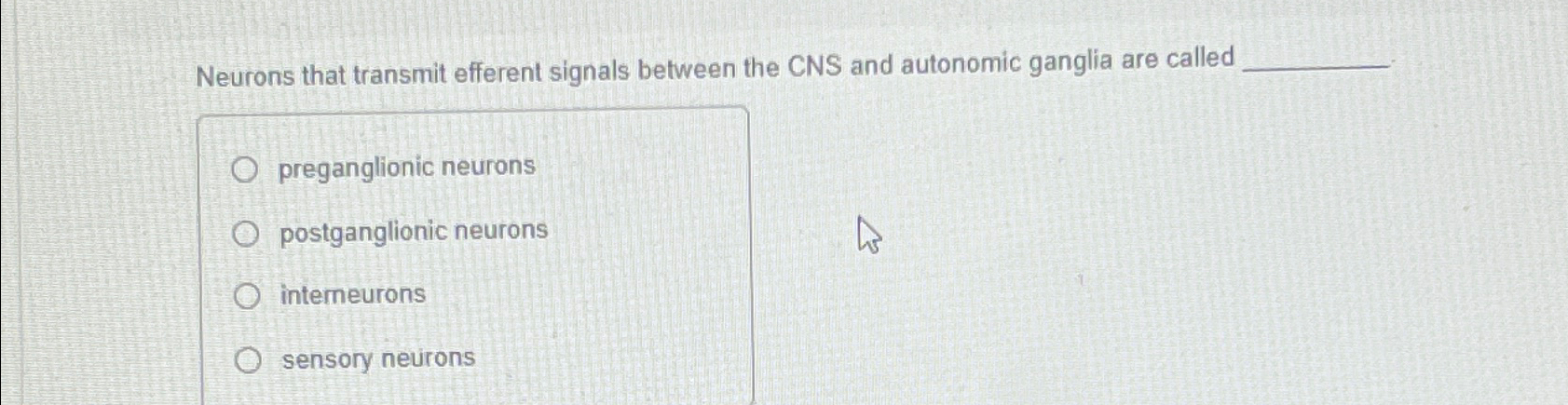 Solved Neurons that transmit efferent signals between the | Chegg.com