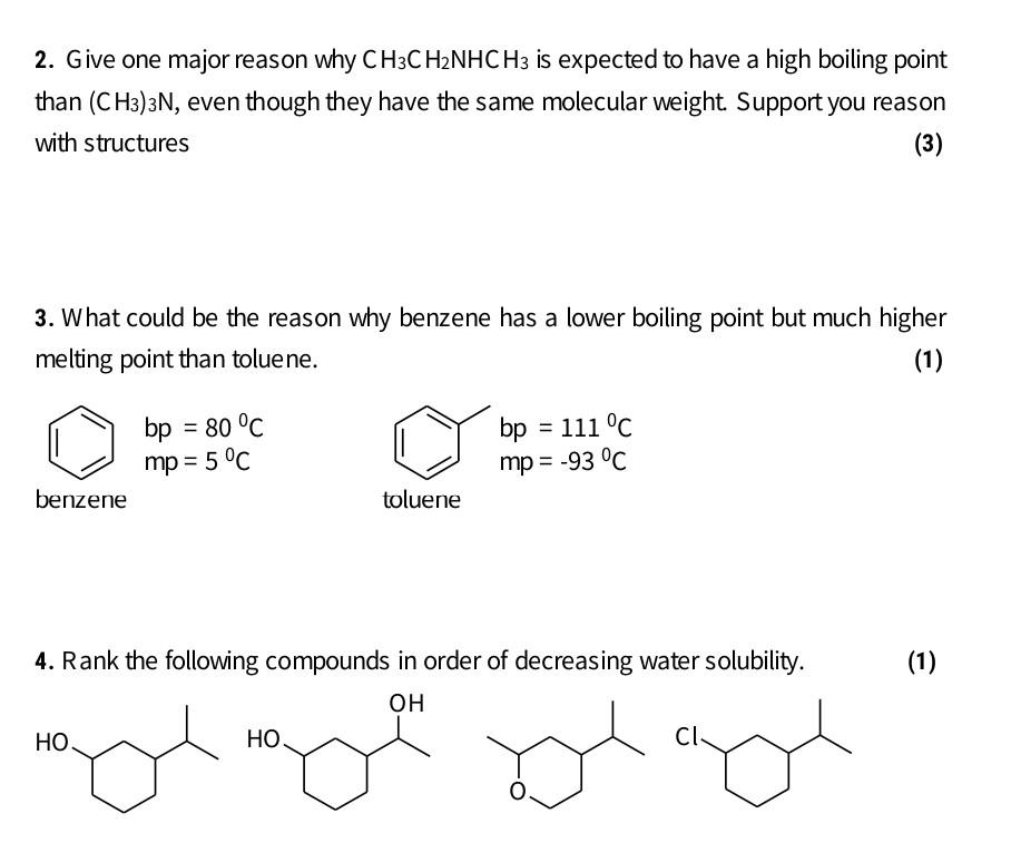 Solved 2. Give one major reason why CH3CH2NHCH3 is expected | Chegg.com