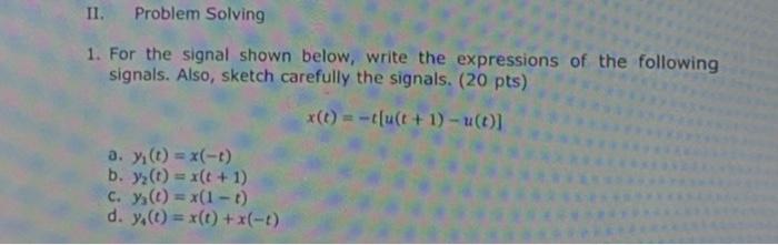 Solved For the signal shown below, write the expressions of | Chegg.com