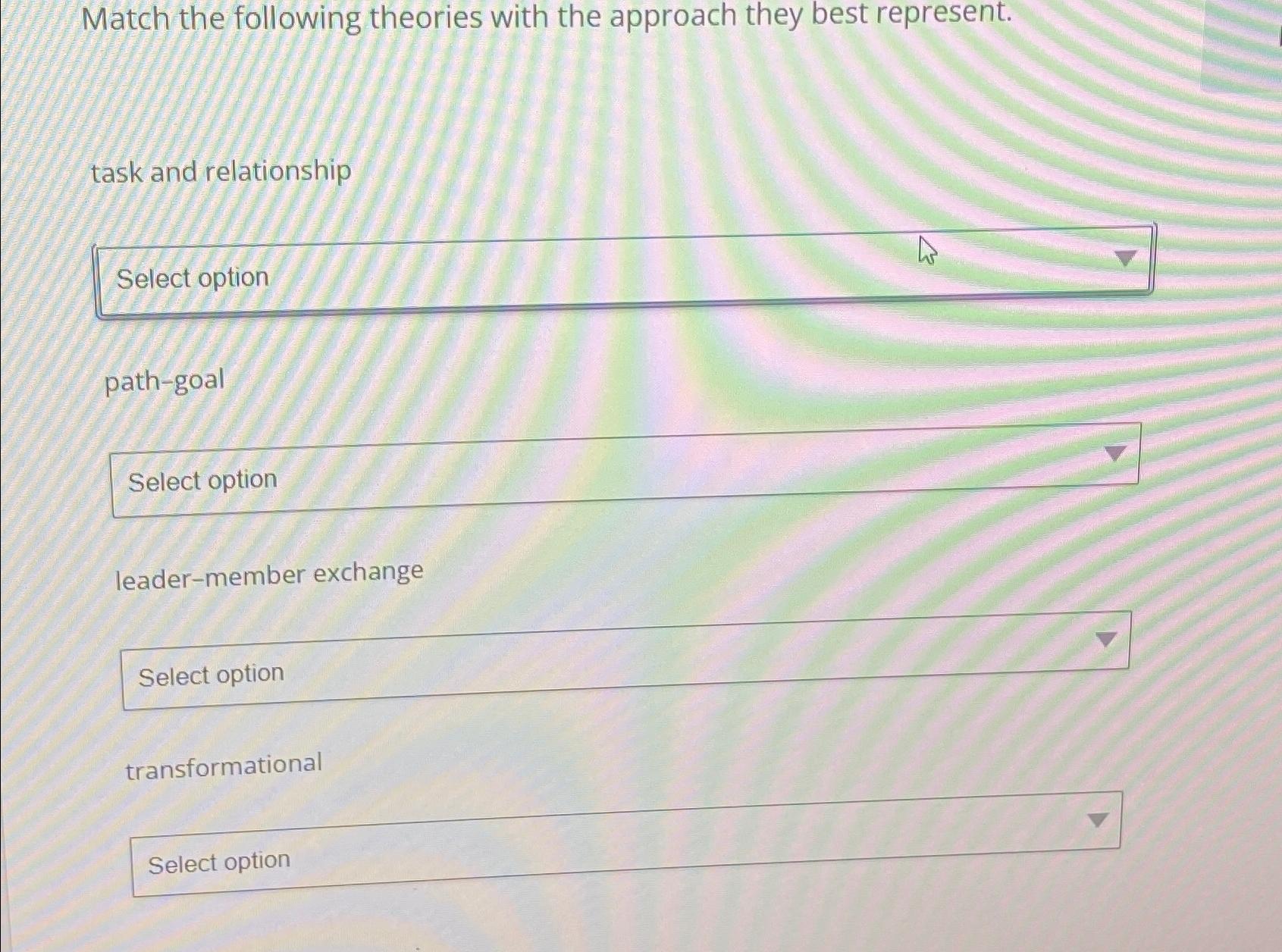 Solved Match the following theories with the approach they | Chegg.com