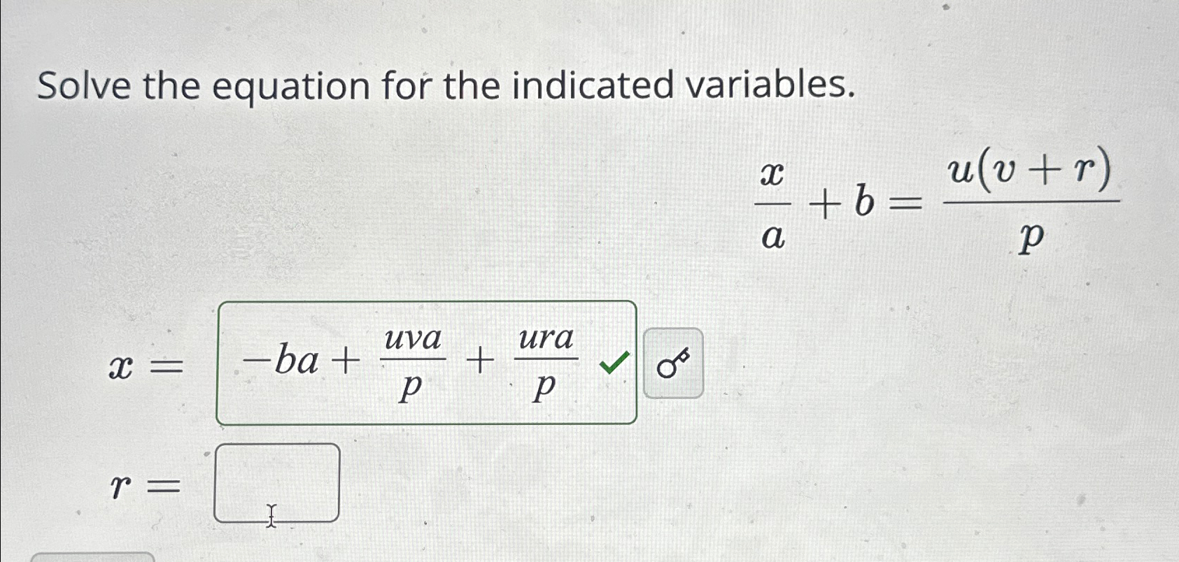 Solved Solve the equation for the indicated | Chegg.com