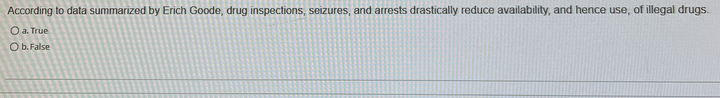 According to data summarized by Erich Goode, drug | Chegg.com