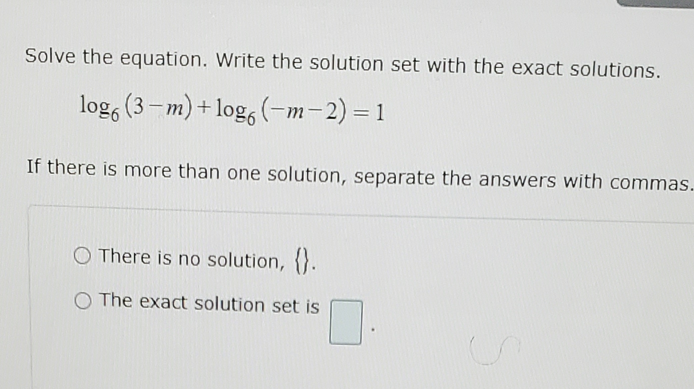 Solved Solve the equation. Write the solution set with the | Chegg.com