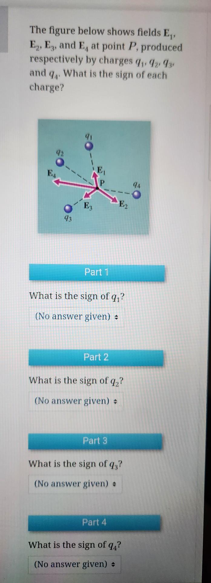 Solved The figure below shows fields E1, E2,E3, and E4 at | Chegg.com