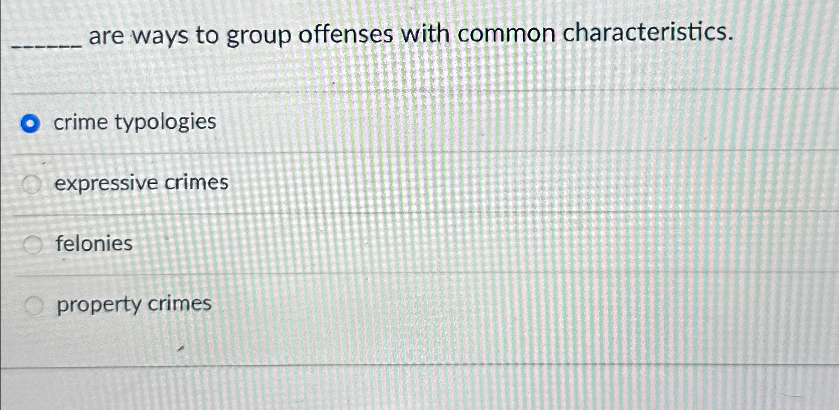 Solved are ways to group offenses with common | Chegg.com