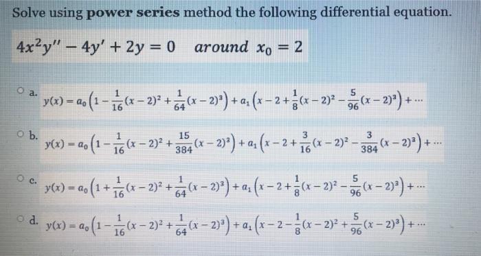 Solved Solve using power series method the following | Chegg.com