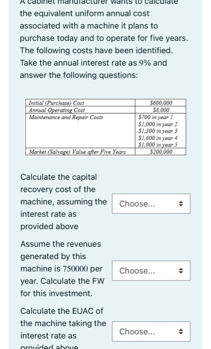 Solved lale the equivalent uniform annual cost associated | Chegg.com