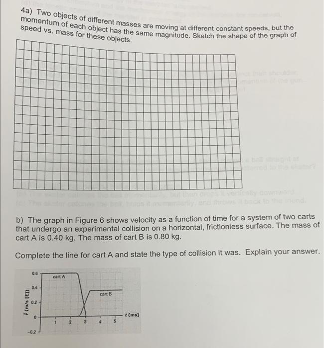 Solved 4a) Two objects of different masses are moving at | Chegg.com