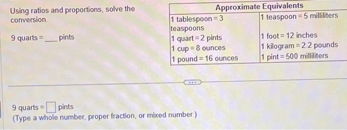 Solved Using ratios and proportions, solve the conversion. 9 | Chegg.com