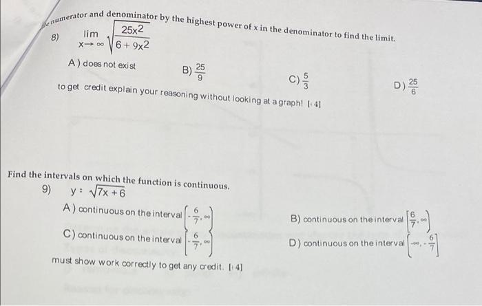 Solved enumerator and denominator by the highest power of x | Chegg.com