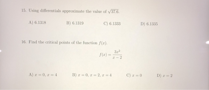 Solved 15. Using differentials approximate the value of | Chegg.com