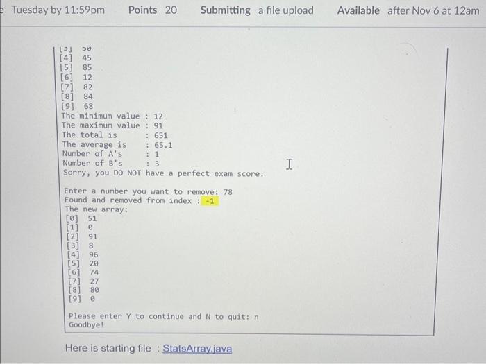 Solved Chapter 7 Program 1: StatsArray.java ( 20 points) | Chegg.com