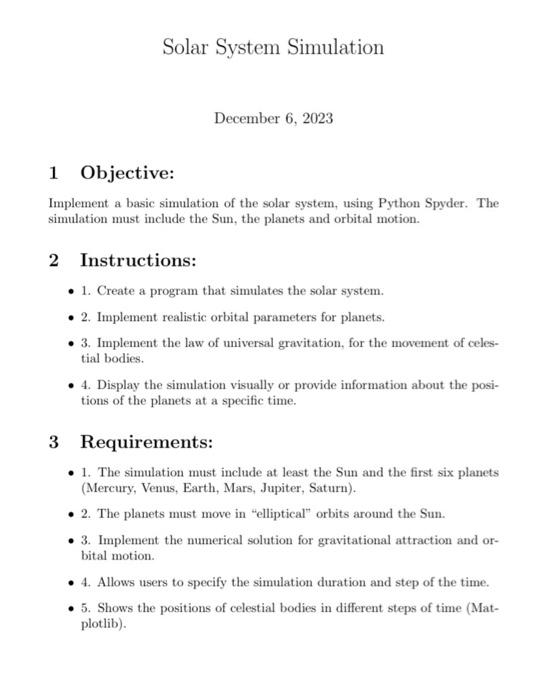 Solved Solar System Simulationobjective Implement A Basic