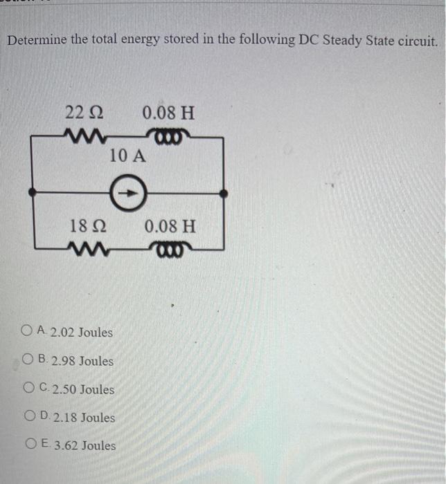 Solved Determine the total energy stored in the following DC | Chegg.com